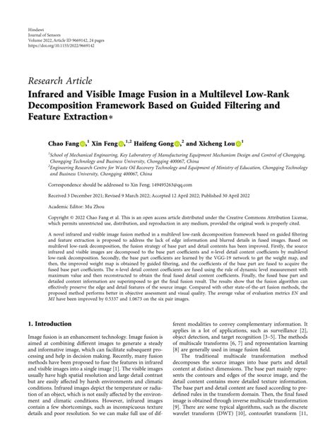 pdf infrared and visible image fusion in a multilevel low rank decomposition framework based