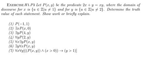 solved exercise h1 p3 let p x y be the predicate 2x y
