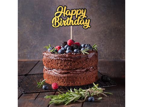 Topper na tort Happy Birthday złoto czarny 1 szt Dobra Cena