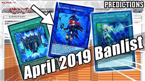 Yu Gi Oh April 2019 Banlist Predictions YouTube