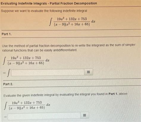 solved evaluating indefinite integrals partial fraction