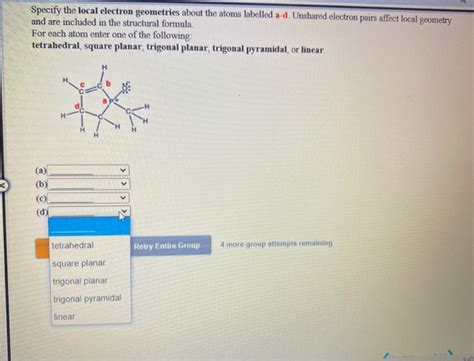 Solved Specify The Local Electron Geometries About The Atoms Chegg