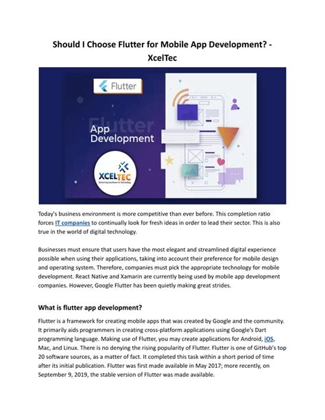 Ppt Should I Choose Flutter For Mobile App Development Xceltec