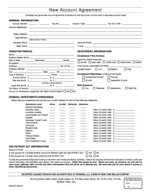 Fillable Online Completed And Signed New Account Agreement Is Required