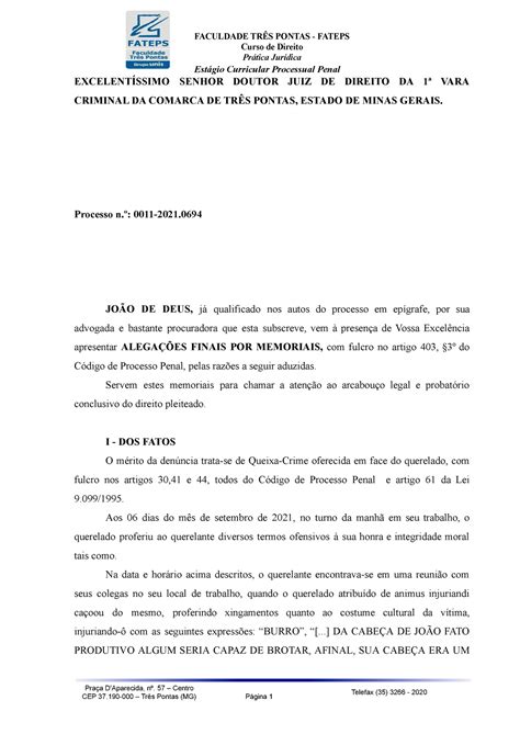 Modelo De Alegações Finais BRAINCP