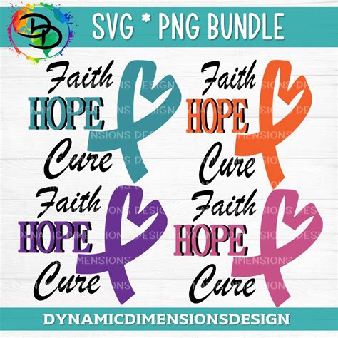 Faith Hope Cure Leukemai Breast Cancer Svg Quote Awareness Etsy