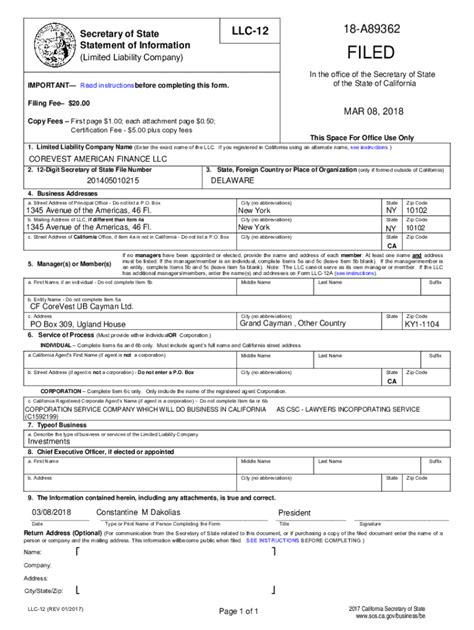 Fillable Online Secretary Of State Annual Report Deadlines A State By