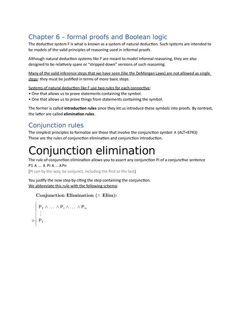 content chapter summary chapter 6 formal proofs and boolean logic the deductive system f