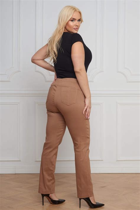 Be Owe Spodnie Nilda Z Prost Nogawk Wysoki Stan Plus Size Xxl Moda