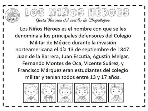 Los niños héroes para colorear Material Didáctico y Planeaciones