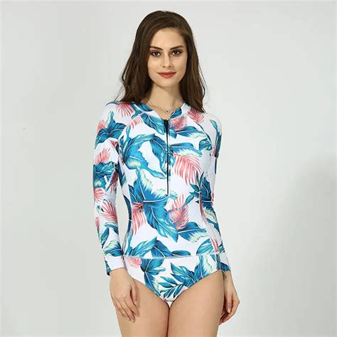 NODELAY Long Sleeve Swimsuit Sexy Floral Swimwear Women One Piece Suit
