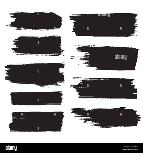 Set Of Brush Strokes Black Ink Grunge Brush Strokes Vector