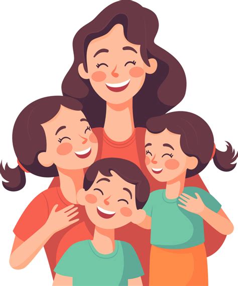 madre con niños mamá con hijo y hija contento familia momentos plano