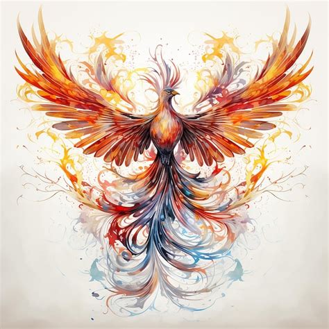 Premium Photo Isolated Watercolor Phoenix Tattoo Design