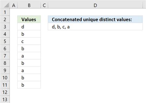 concatenate unique distinct values