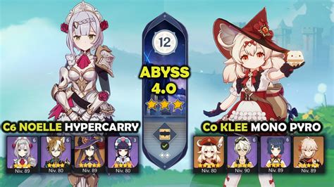 Noelle Hypercarry Klee Monopyro Abismo 4 0 Spiral Abyss 12 9