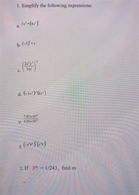 solved 1 simplify the following expressions a b 5