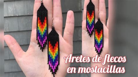 COMO HACER ARETES DE FLECOS MULTICOLOR ARETES EN MOSTACILLA PASO A