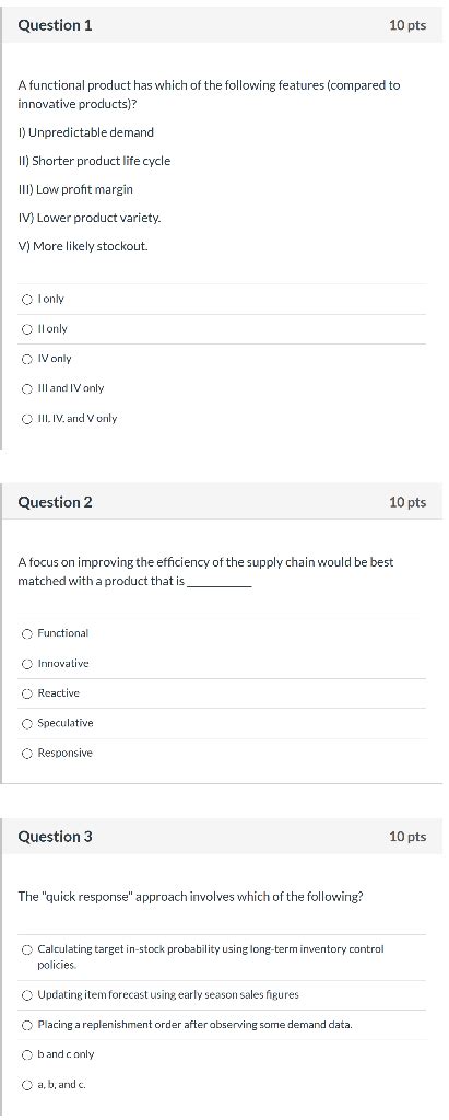 solved question 1 10 pts afunctional product has which of