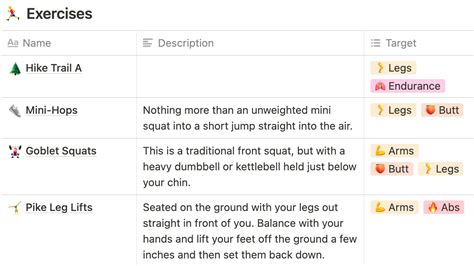 Notion Workout Calendar Marj Stacie