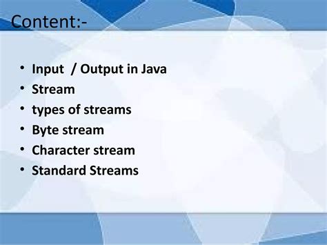 Input Output In Java PPT