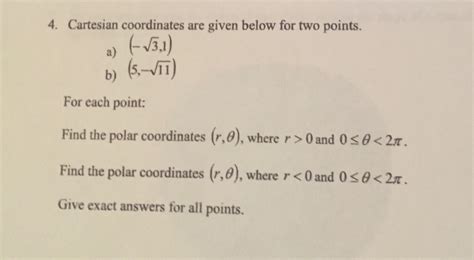 solved cartesian coordinates are given below for two points