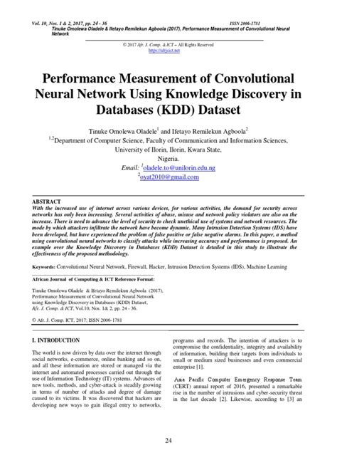 convolutional neural network using knowledge discovery in databases kdd dataset pdf