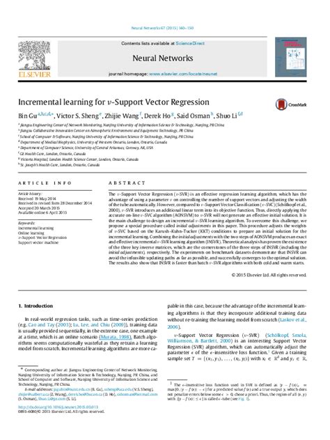 pdf incremental learning for ν support vector regression shuo li