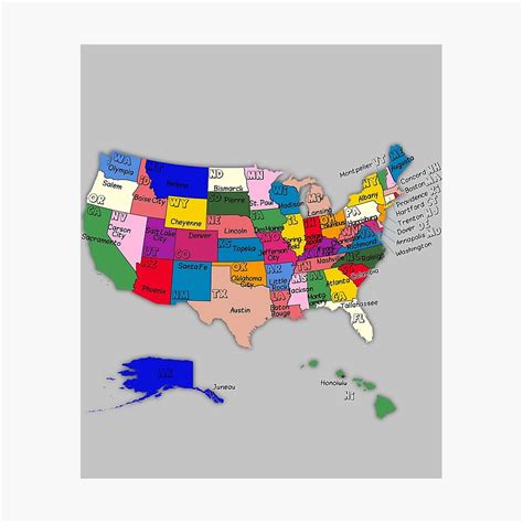 TV Shows Set In Every State Full Map Poster For Sale By