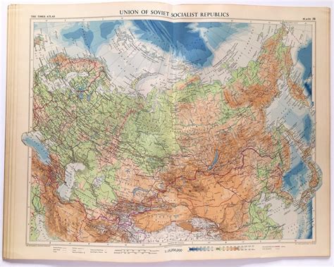 UNIÓN SOVIÉTICA Vintage Mapa de la URSS Rusia Siberia 1950s Cold War