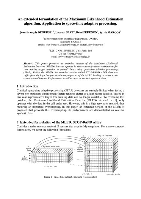 pdf an extended formulation of the maximum likelihood estimation algorithm application to