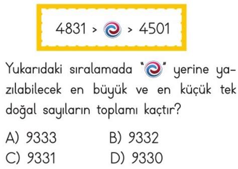 4 Sınıf Doğal Sayıları Sıralama Testleri Matematik Test Çöz