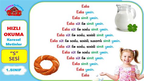 1 Sınıf S Sesi Hızlı Okuma Çalışması 1 Karesel Metin S Sesi 3 Grup