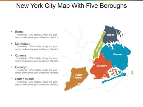 New York City Map With Five Boroughs Presentation Design PowerPoint