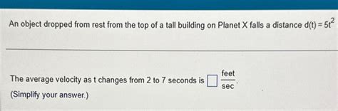 Solved An Object Dropped From Rest From The Top Of A Tall Chegg