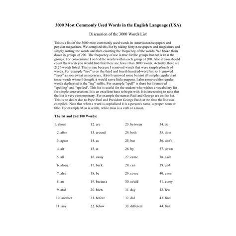 20000 Most Common English Words List Pdf
