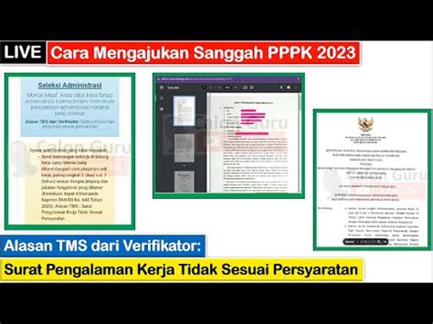 LIVE Cara Mengajukan Sanggah PPPK 2023 Karena TMS Surat Pengalaman