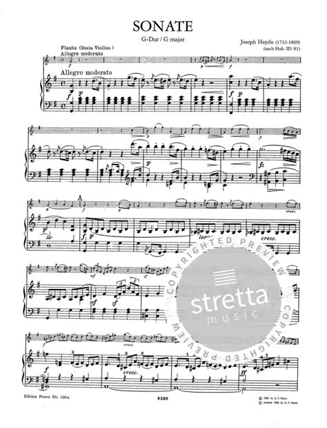 Sonate für Flöte Violine und Klavier G Dur von Joseph Haydn im