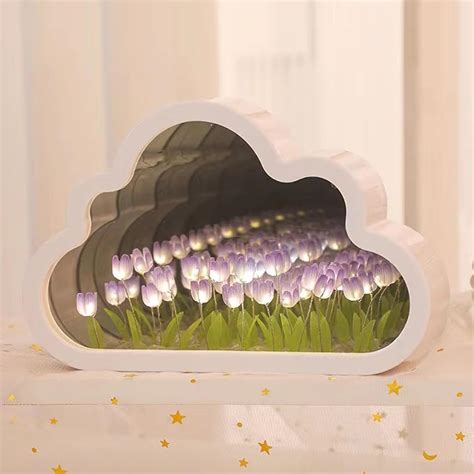 Amazon UIWLLOUC Espejo de luz nocturna de tulipán espejo de nube