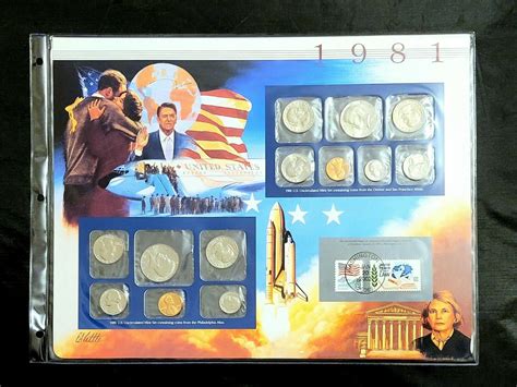 U S Uncirculated Coin Mint Sets Collection With Historic U S Stamps