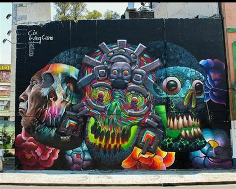 A Large Painting On The Side Of A Building That Is Painted With