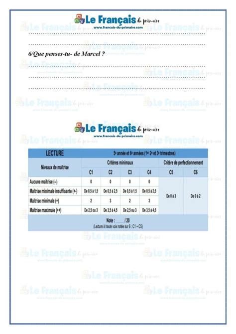 Examen Lecture Compr Hension Me Ann E Premier Trimestre Exemple