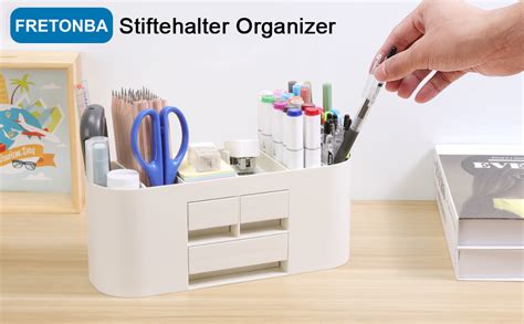 FRETONBA Schreibtisch Organizer Stifte Organiser Mit Schubladen 7