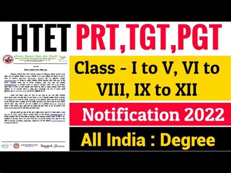 Haryana HTET PRT TGT PGT Vacancy Notification 2022 Haryana HTET PRT