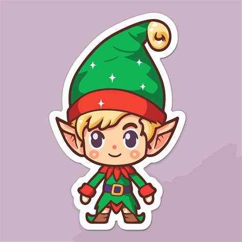 Pegatina de dibujos animados de duende navideño colección de pegatinas