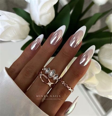 Ombre Chrome Nails White Chrome Nails Chrome Nail Art Red Glitter