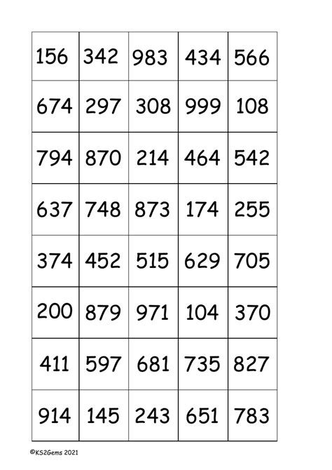 digit cards random 3 digit numbers maths year 3