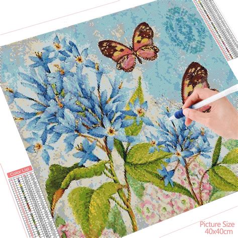Broderie Diamant Fleurs Bleues Et Papillons Animaux Lartera