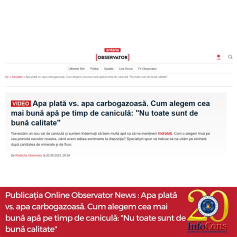 Publicația Online Observator News Apa plată vs apa carbogazoasă Cum