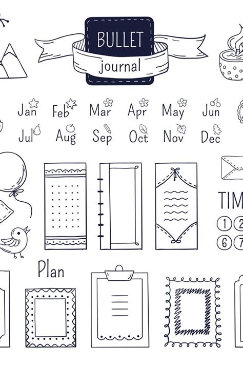 Journal Hand Drawn Elements Notebook Doodle Bullets Schedu